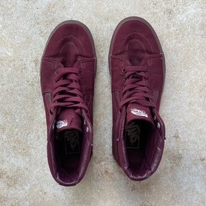 Vans | Shoes | Vans Maroon Burgundy Hightop Sneakers Size 65 Mens ...